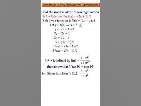 Maths 1A Functions VSAQ'S For Shorts PART 3 inter 1st-year maths 1a important questions 2 marks ...