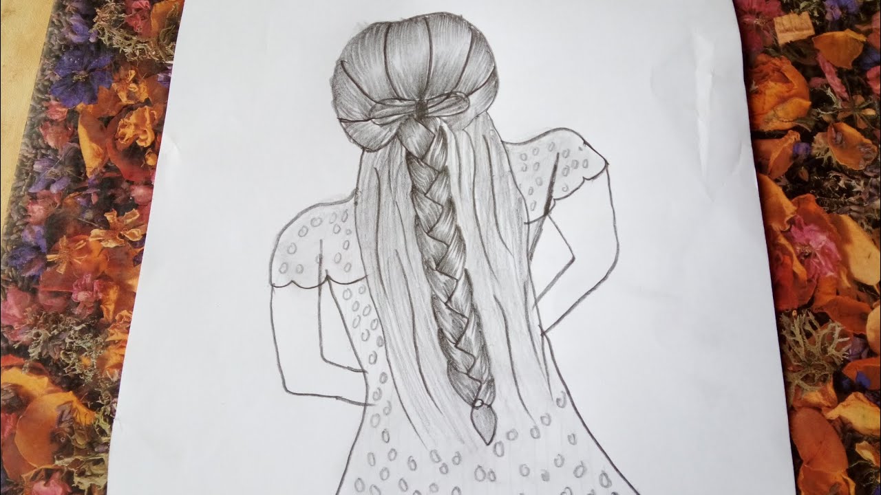 How to draw girl hairstyles back side girl drawing step by step - YouTube