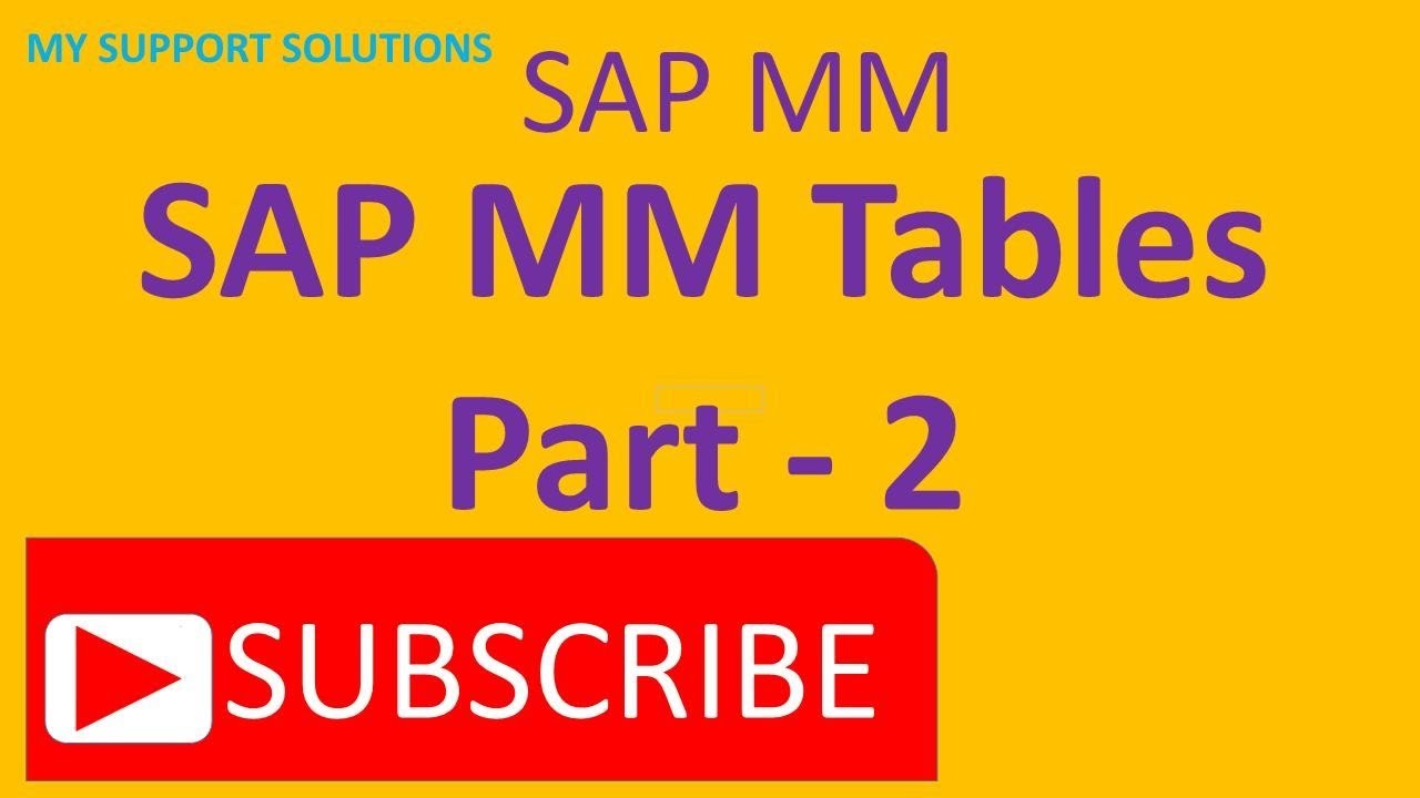 SAP MM Tables - part 2 - YouTube