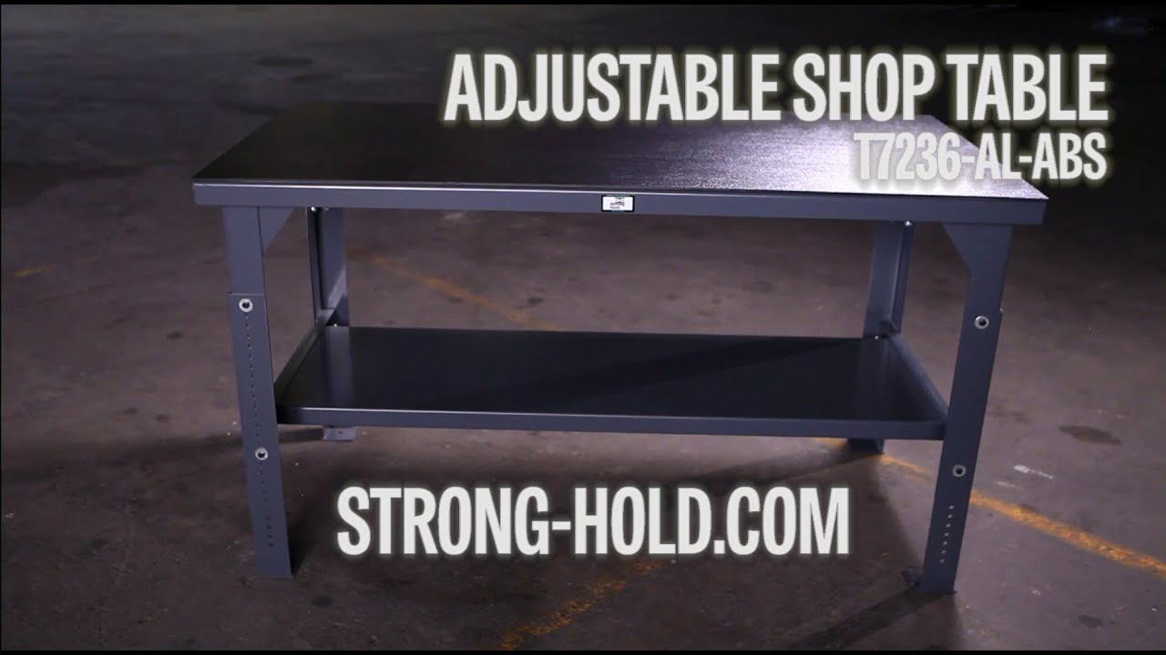 Strong Hold Products Adjustable Shop Table (T7236-AL-ABS) - YouTube