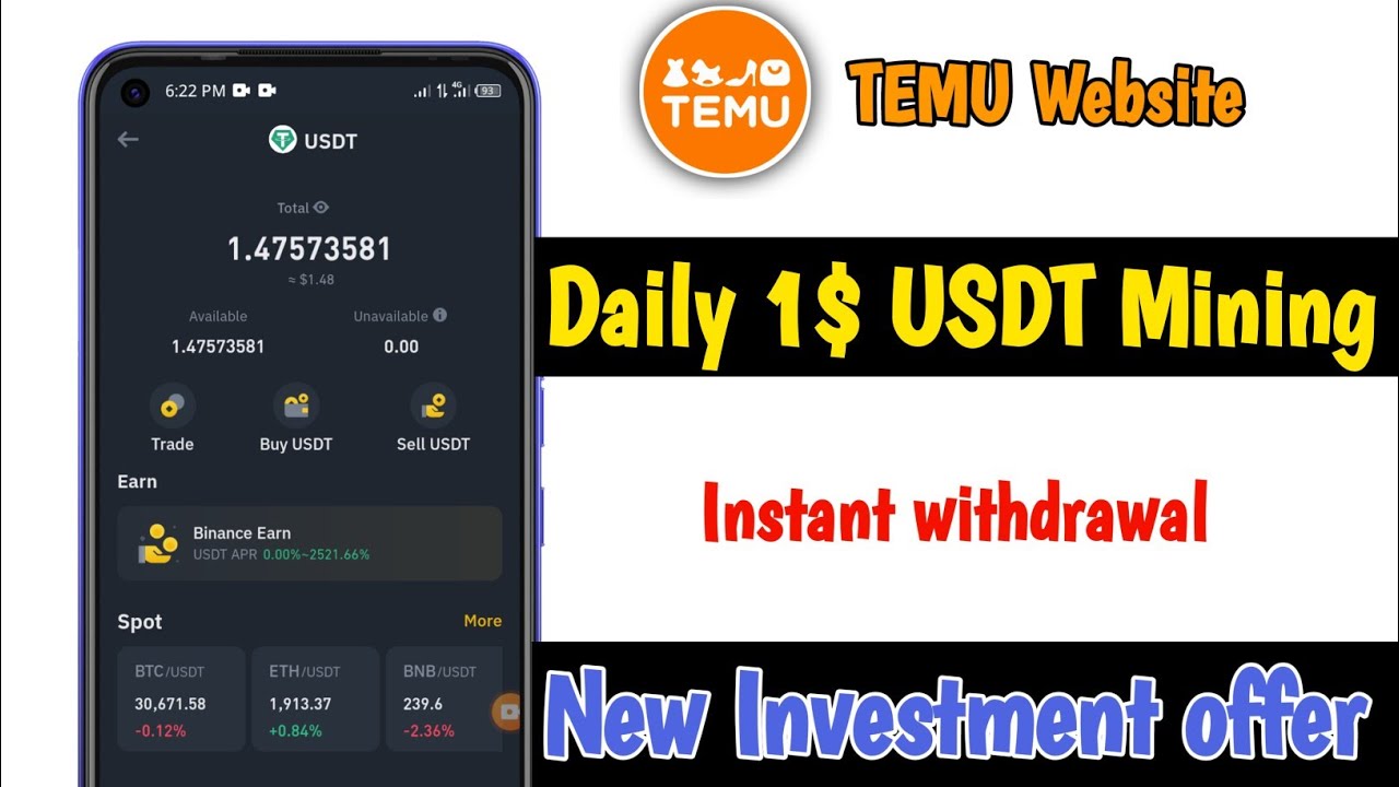 Daily 1$ Usdt Mining ||Instant Withdrawal || Loot Usdt Offer || Payment ...