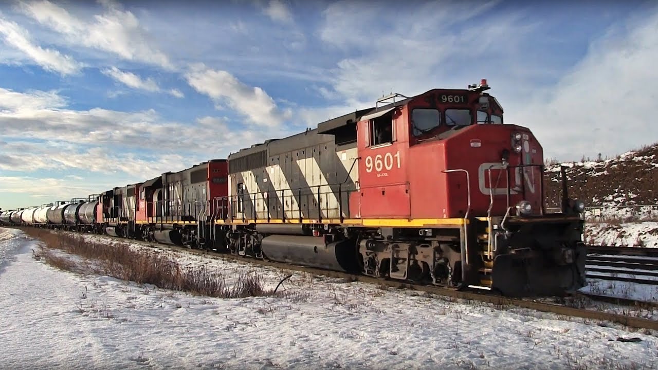 CN GP40-2LW #9601 Leads Yard Job North With EMD Trio Consist At Clover ...
