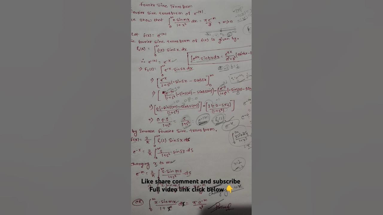 5. FOURIER SINE TRANSFORM: SOLVED PROBLEM #1 | ENGINEERING MATHEMATICS-3| #FOURIER | BY AJAY ECE ...