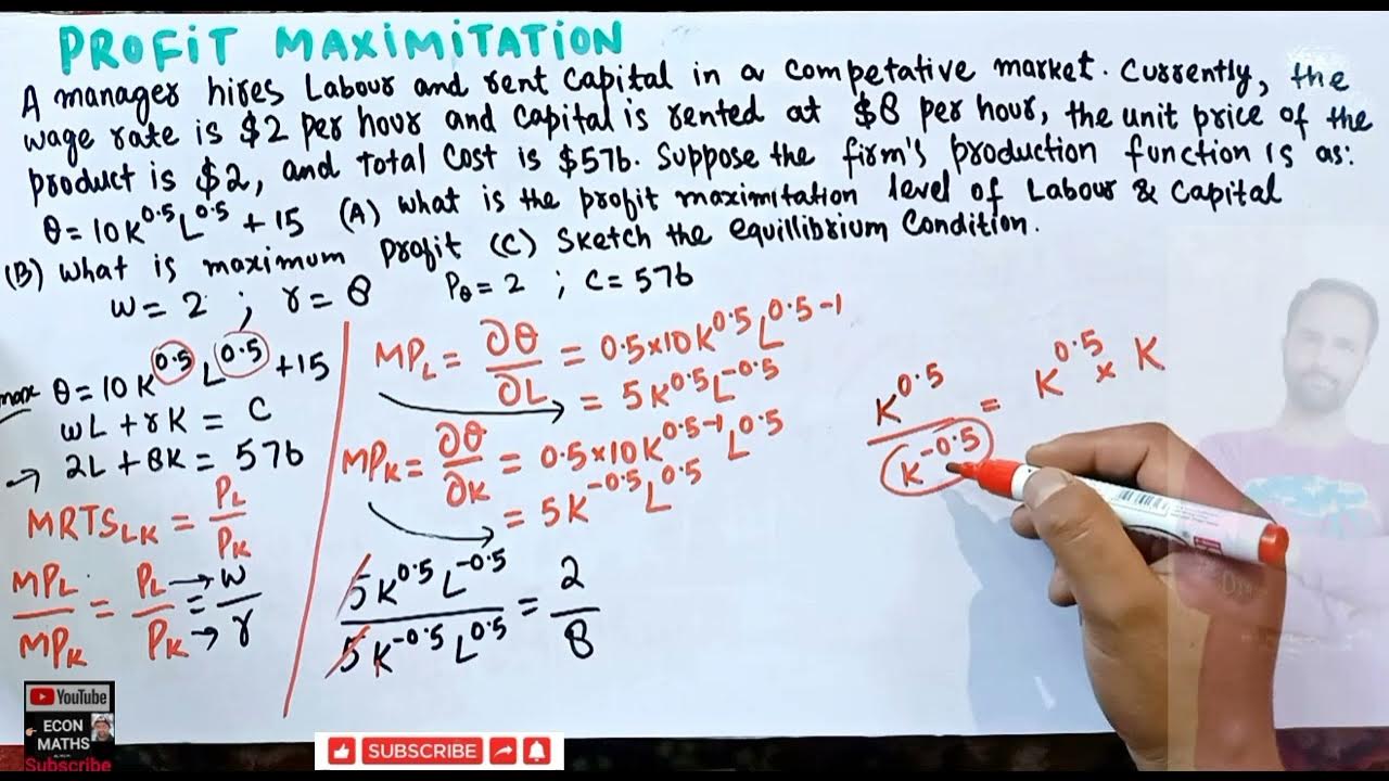 Constrained optimization problem. find profit maximization level of output - YouTube