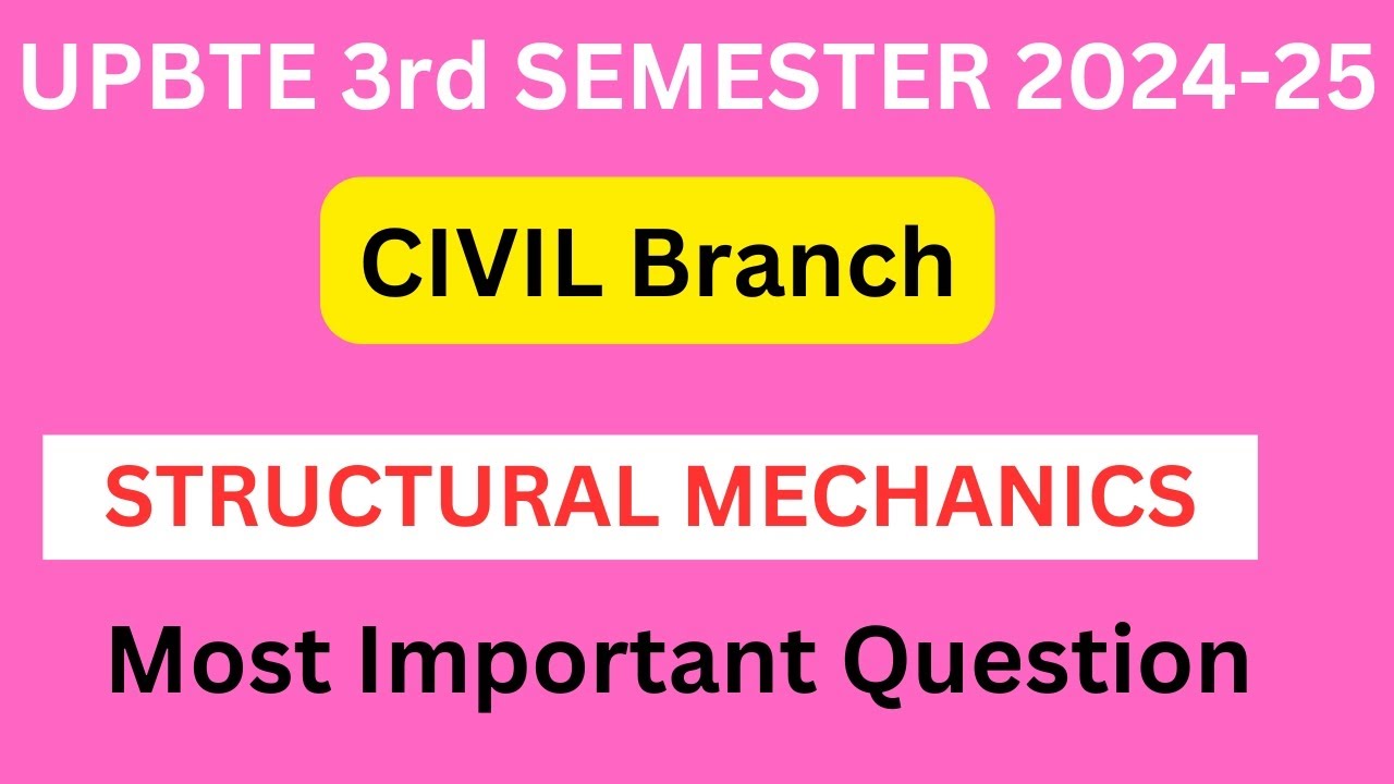 Structural Mechanics/SOM | Most Important Question | Civil 3rd Semester ...