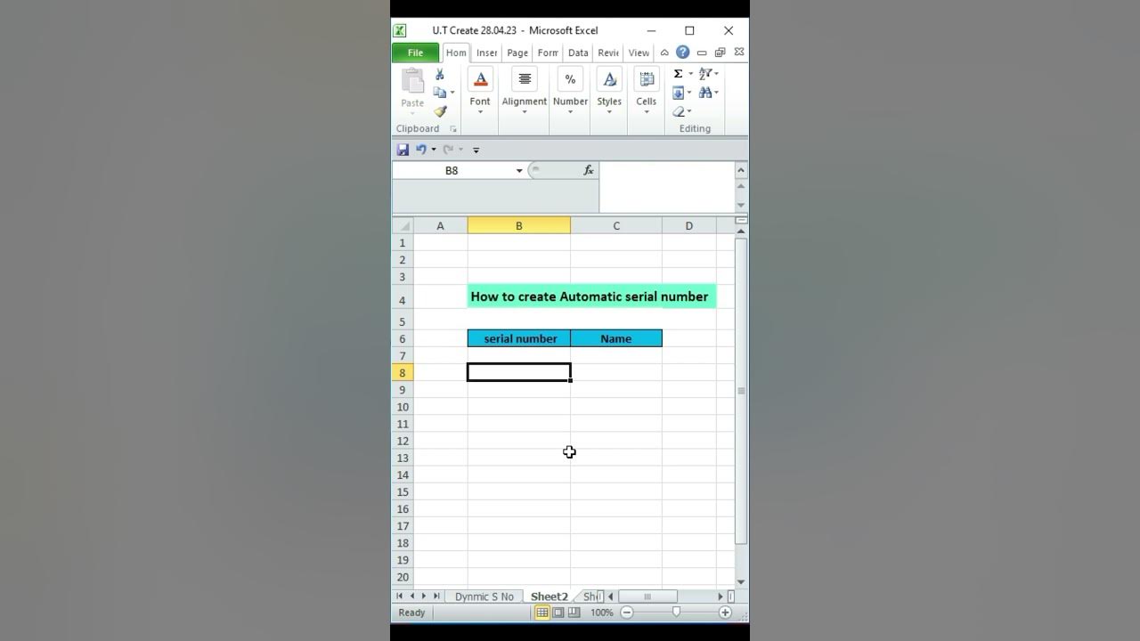 EXCEL TIP IN 2023 - HOW TO CREATE AUTOMATIC SERIAL NUMBERS - YouTube
