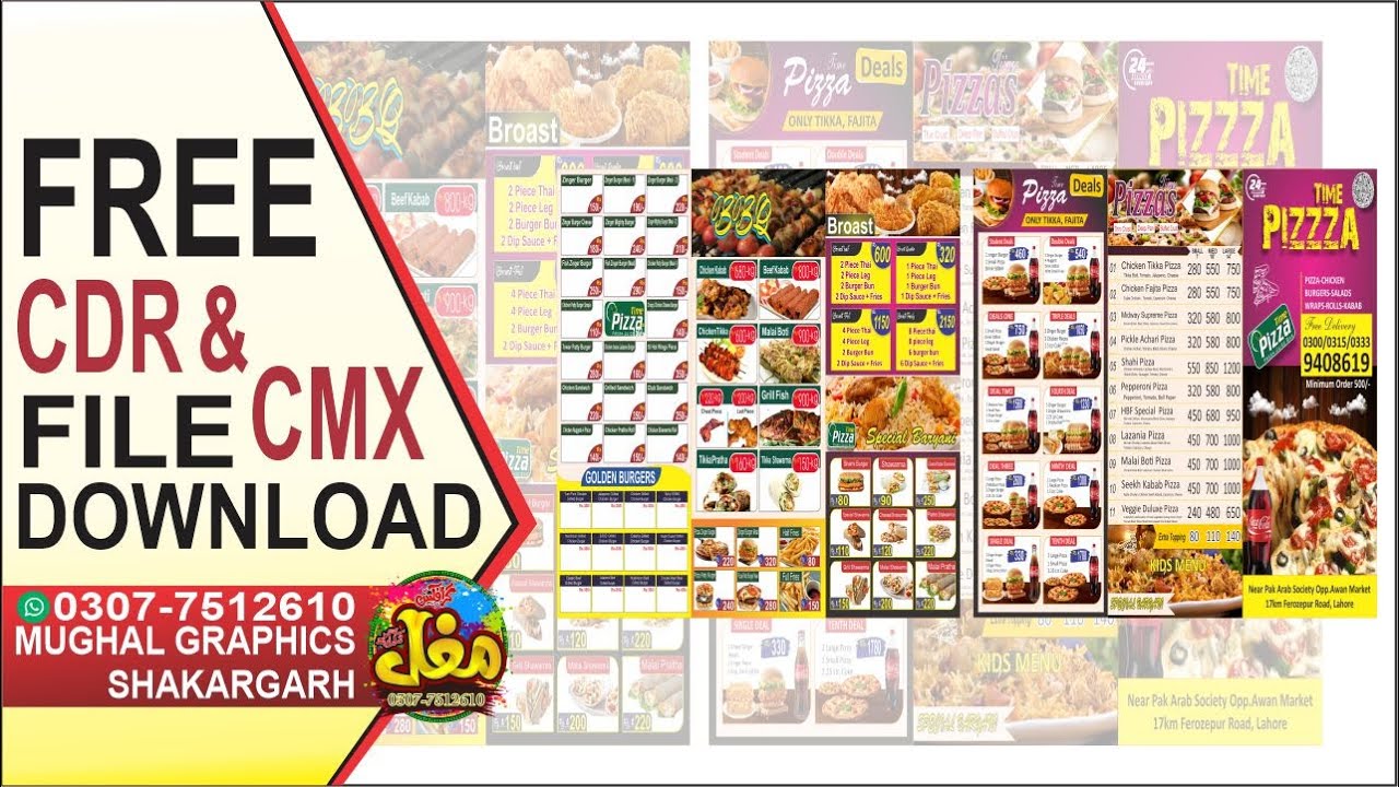PIZZA & BURGER MENU CARD File Free Download | Original CDR & CMX File ...
