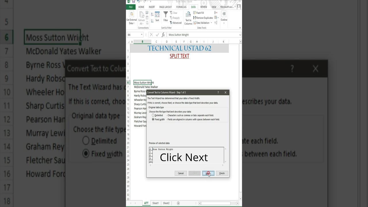 Excel Split Text Technical Ustad YouTube Excel Split Text Technical Ustad YouTube
