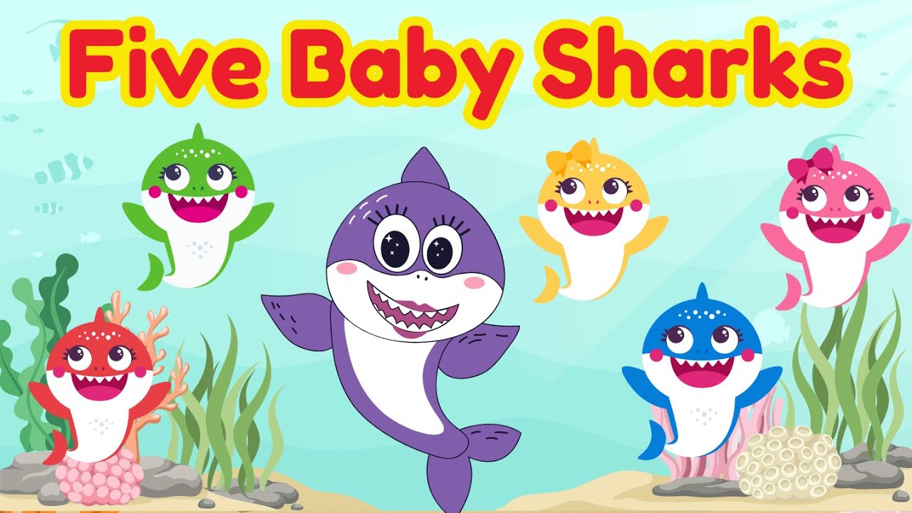 Five Little Sharks Song | Baby Sharks Counting | Nursery Rhymes | 4K ...