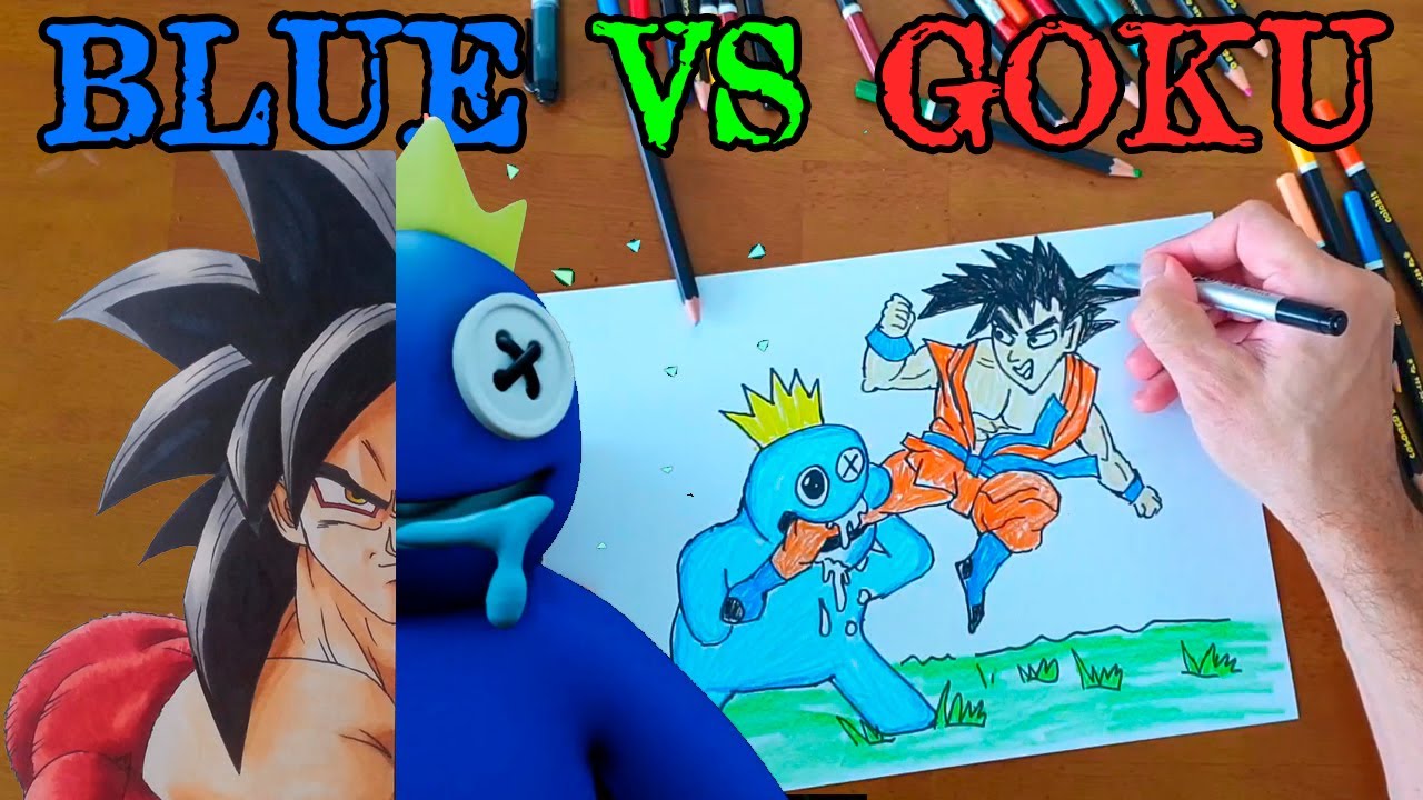 How to DRAW - GOKU vs BLUE - FIGHT - PVP - easy drawing - step by step ...