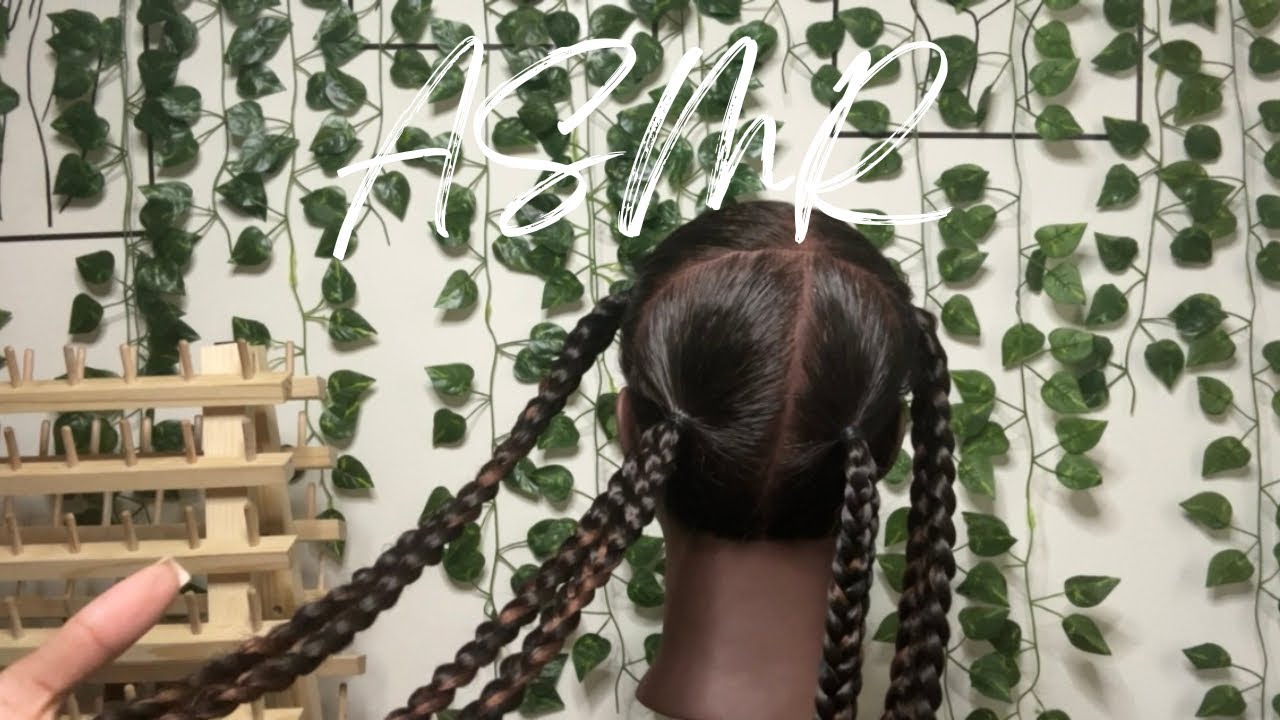 ASMR Hair Braiding | Double Dutch Knotless Braids | Braiding, Parting ...
