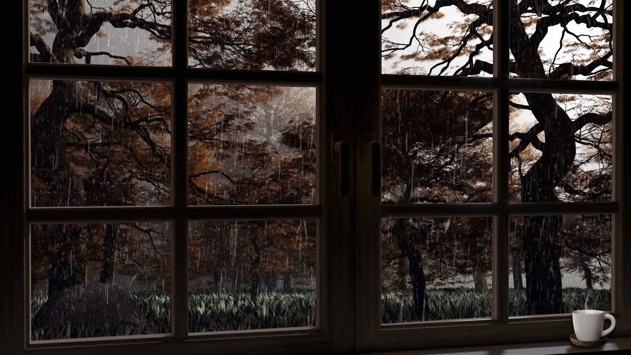 Rain on Window Ambience - Heavy Night Rain Sounds & Thunderstorm 10 ...