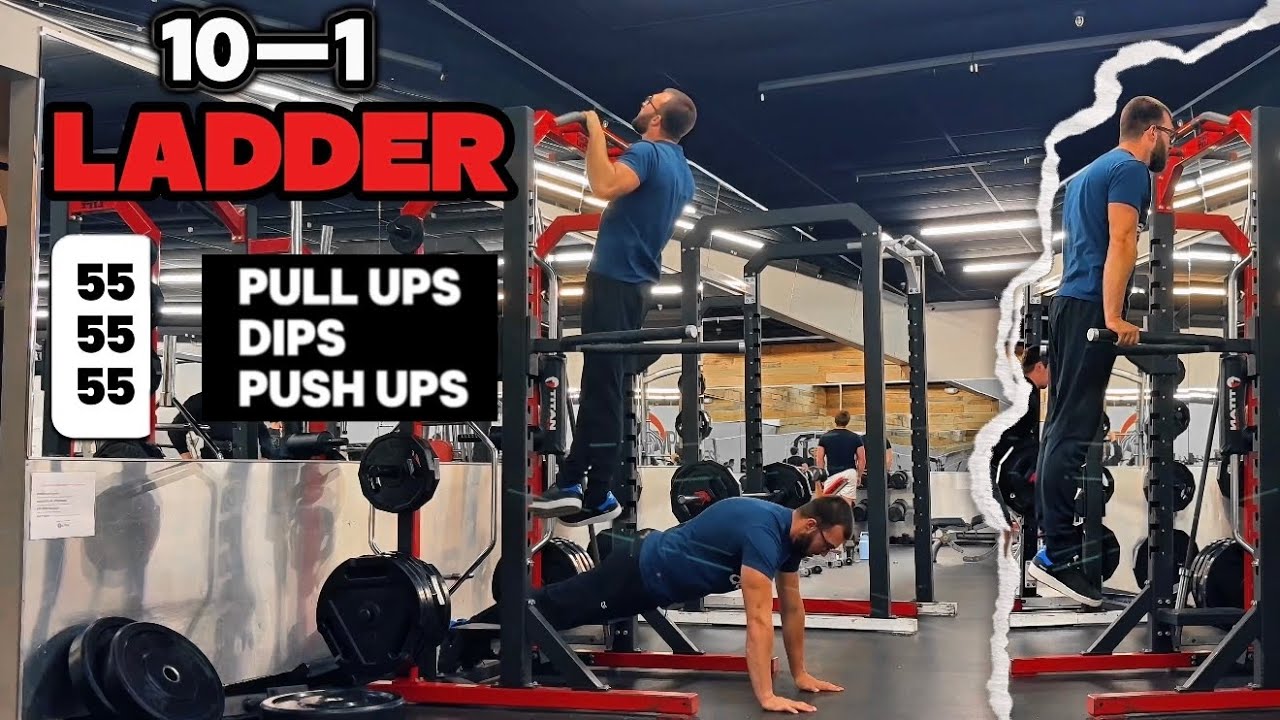 55 Pull Ups, 55 Push Ups, 55 Dips – Brutal Calisthenics Ladder Workout ...