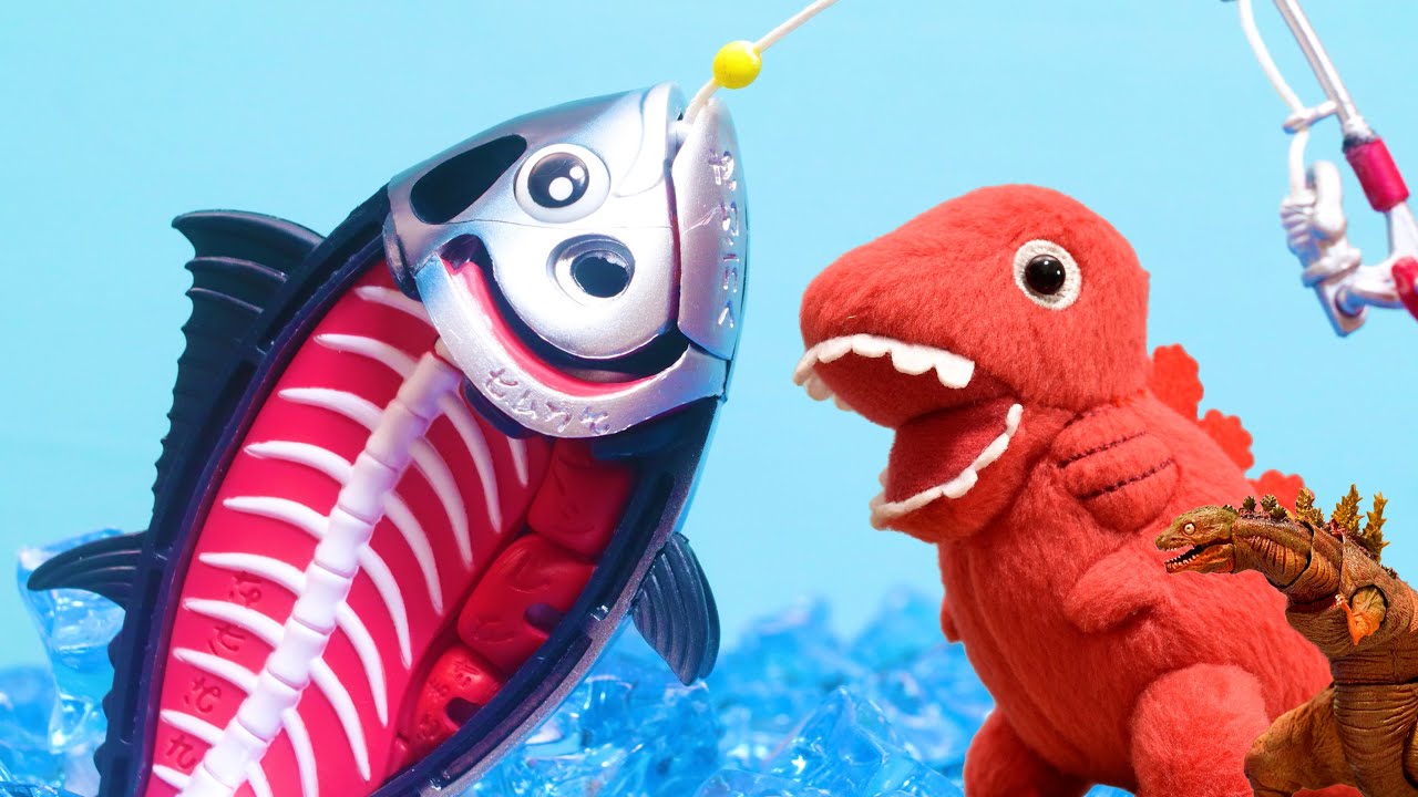 TUNA Dismantling & GODZILLA Dinosaur FISHING STOPMOTION - YouTube