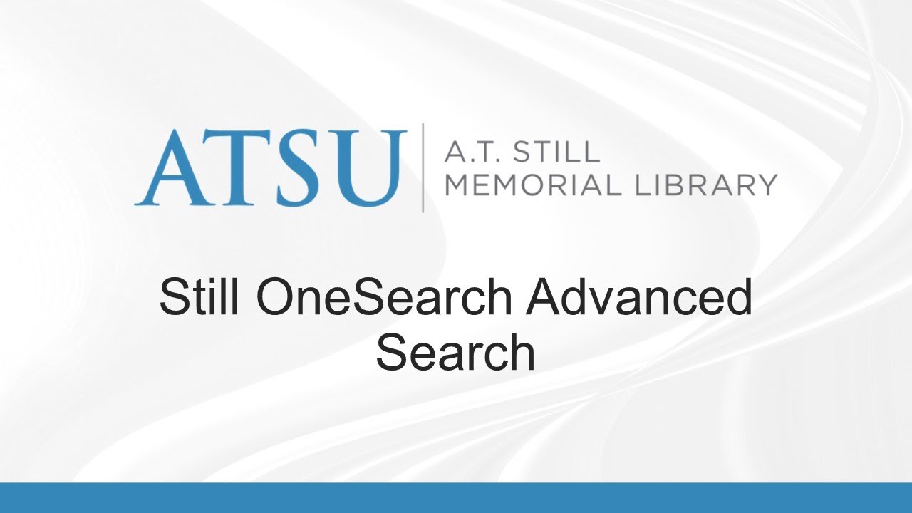 OneSearch Advanced Search - YouTube