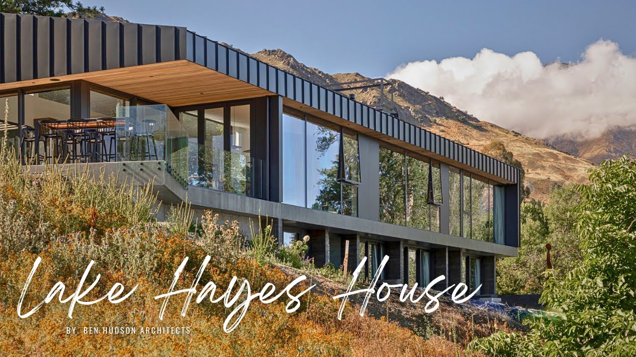 Lake Hayes home is a contemporary design with rocky, sloping terrain ...