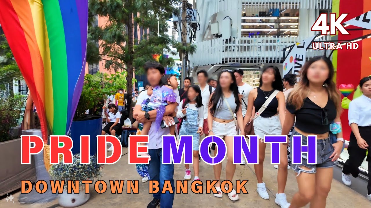[4K UHD] Walking around Downtown Bangkok during Pride Month 2024 - YouTube