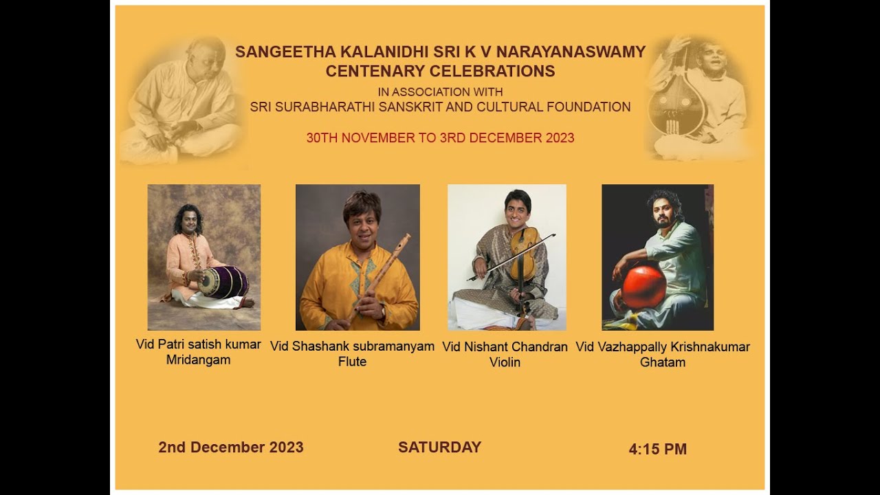 Shashank Subramanyam - Flute | KVN centenary celebration - 2023 - YouTube
