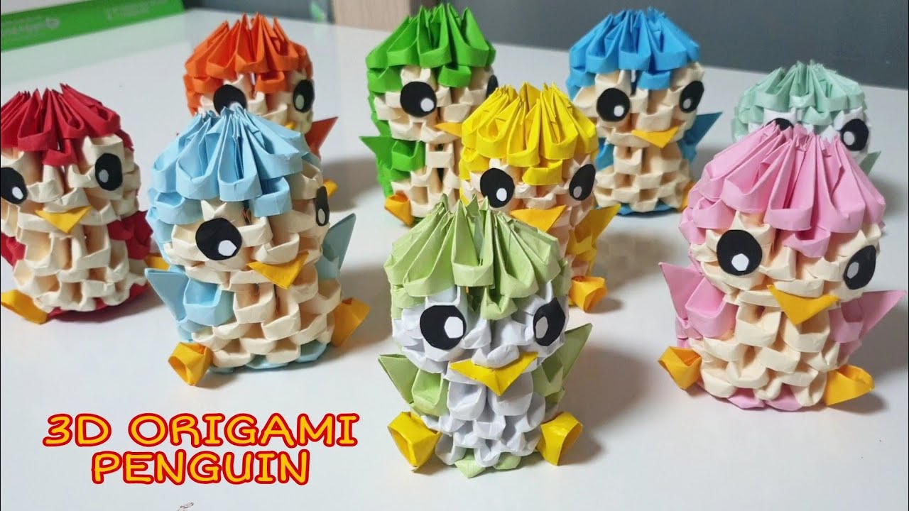 DIY 3D ORIGAMI PENGUIN TUTORIAL BY MY DAUGHTER - YouTube