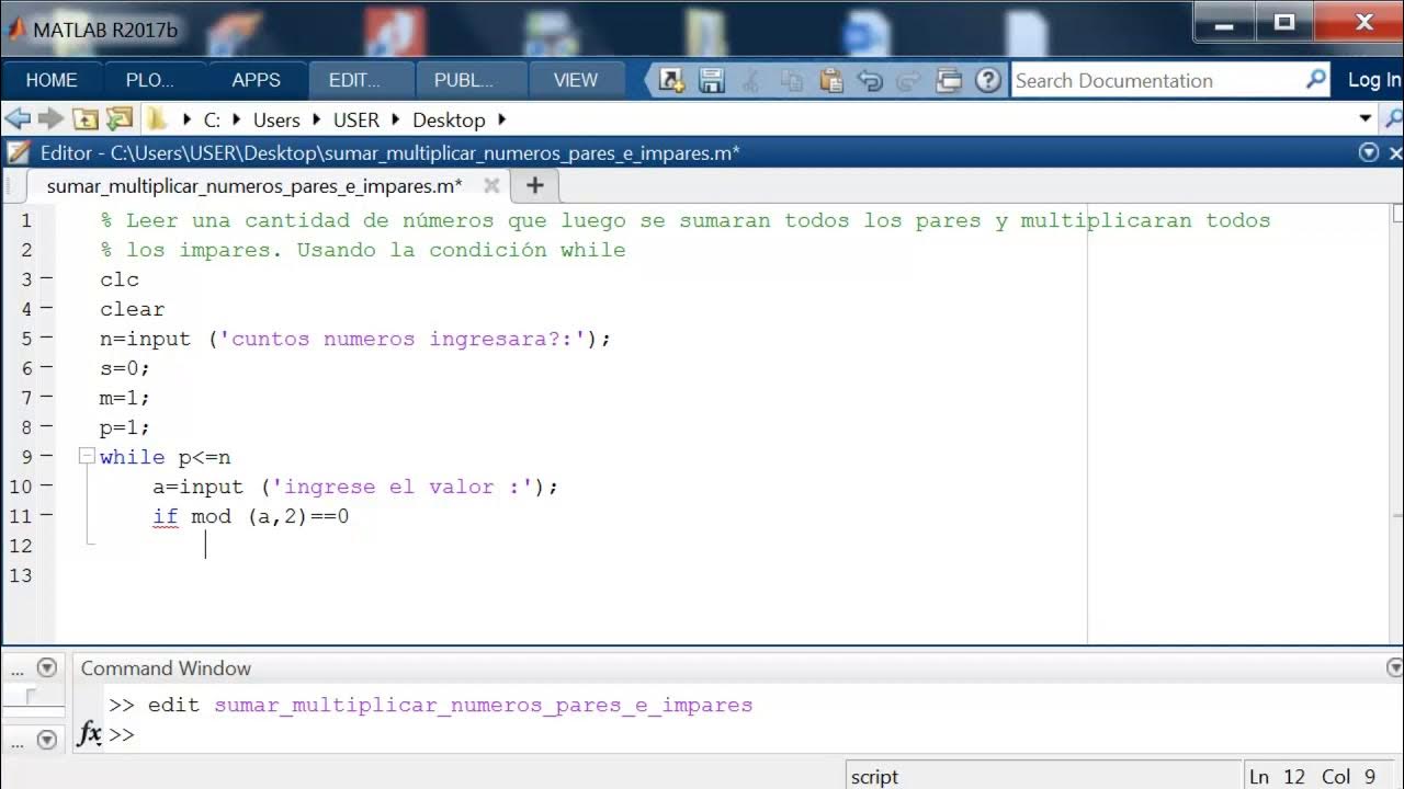 matriz en MATLAB suma y multiplicación de pares e impares con ...