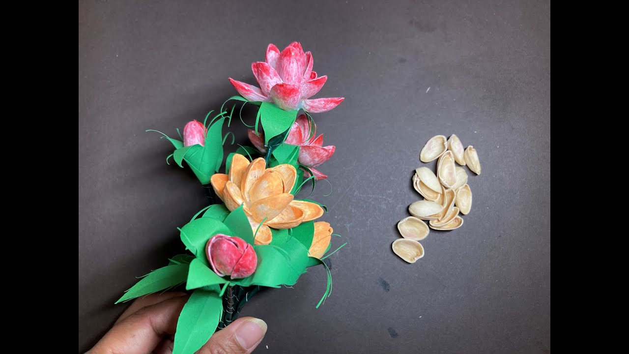 Rose flower made of pistachio shell/ Pistachio shell craft idea/ Best ...