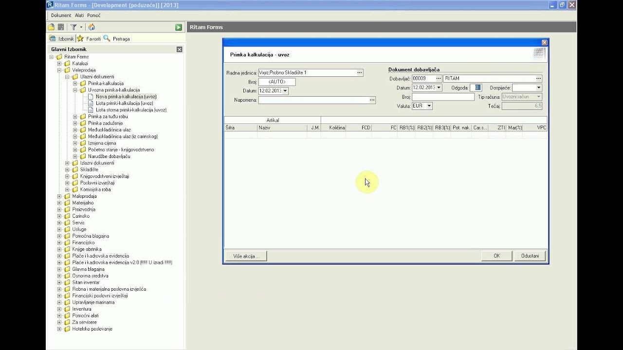 [Veleprodaja] Uvozna Primka-kalkulacija (Ritam d.o.o.) - YouTube