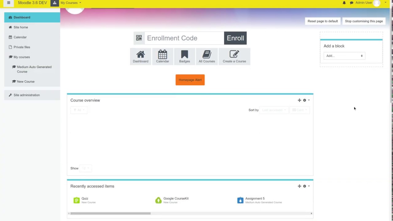 Moodle 3.6 Dashboard Block Overview with Fordson Theme - YouTube