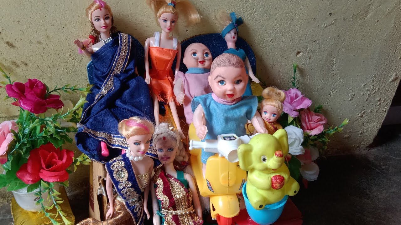 barbie indian Village routine. gadi bala carton mogli ki kahani jcb ...