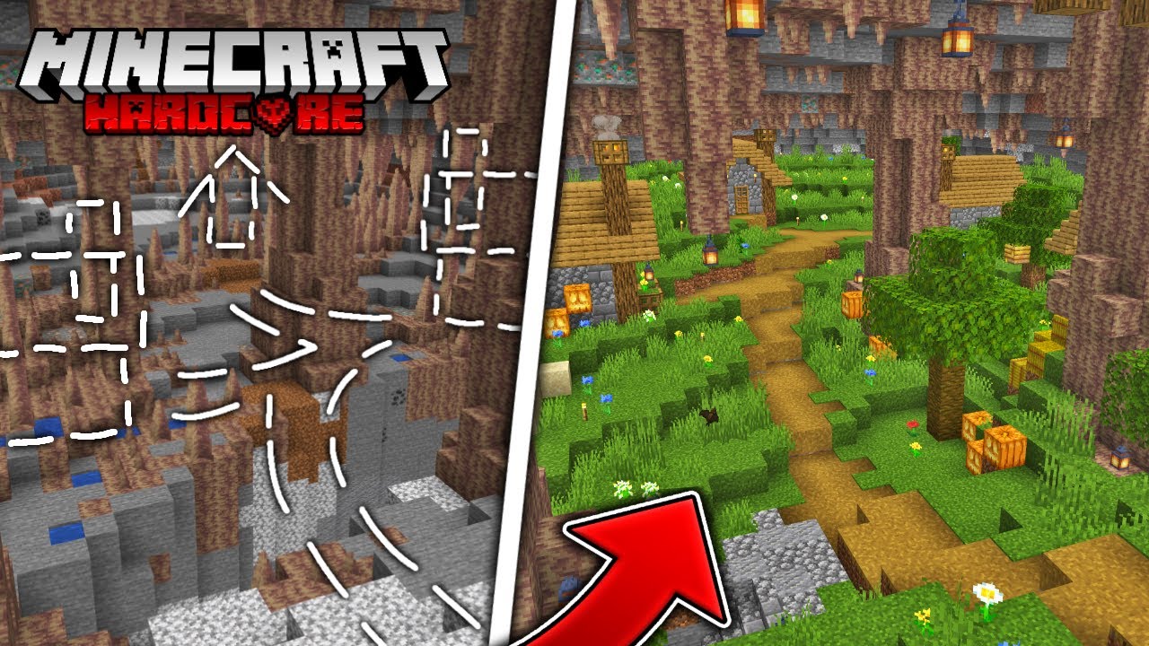 J'ai transformé cette ÉNORME GROTTE dans Minecraft Hardcore - YouTube