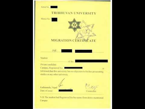 2. SAMPLE MIGRATION CERTIFICATE TRIBHUVAN UNIVERSITY || TU - YouTube