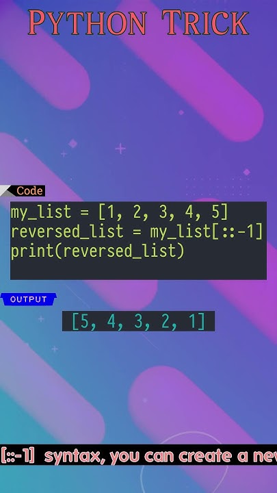Reversing A List Using List Slicing Python Pythontutorial Youtube