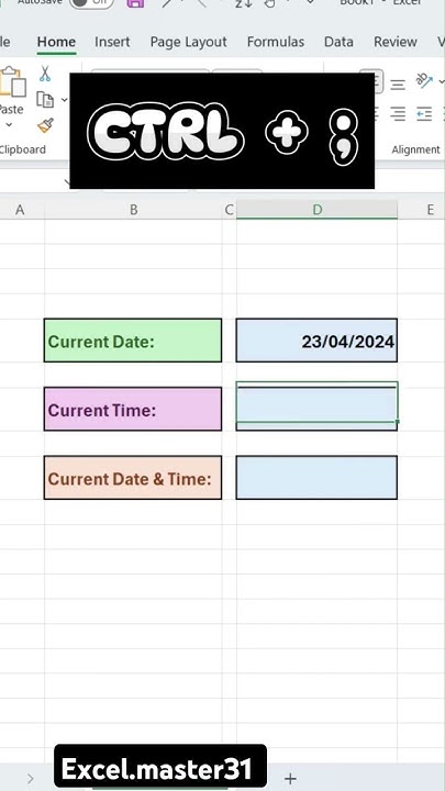 Shortcut keyboard keys for Current date and time. #excel #exceltips #exceltutorial #learning # ...