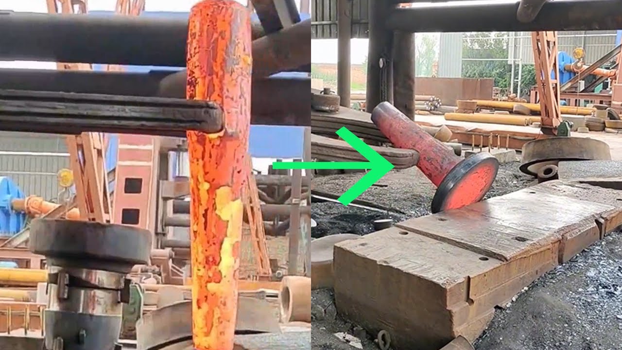 Forging an extra long shaft into an extra large screw | Amazing heavy ...