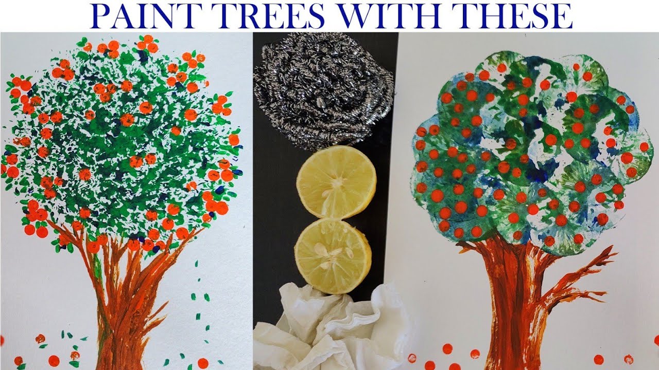 How to paint trees easily l Easy tree painting for kids - YouTube