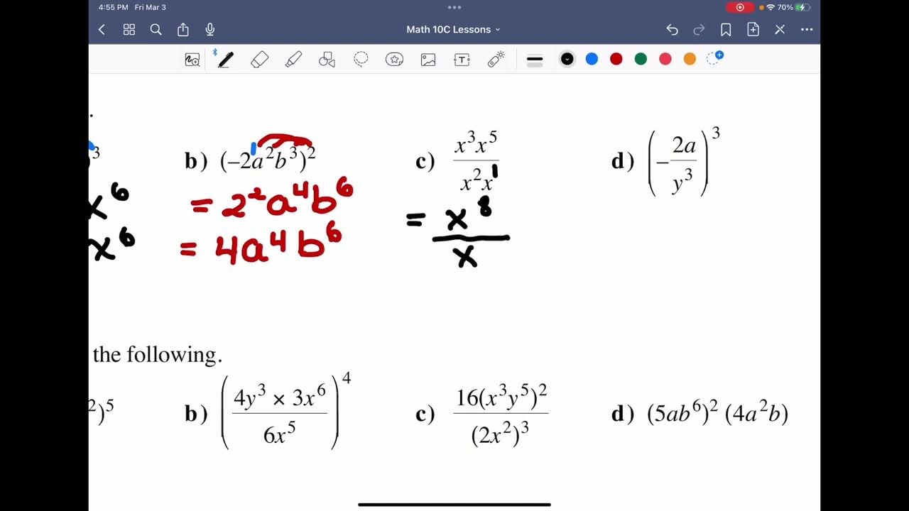 Math 10C Unit 2 Exponents L2: Combining the Exponent Laws - YouTube