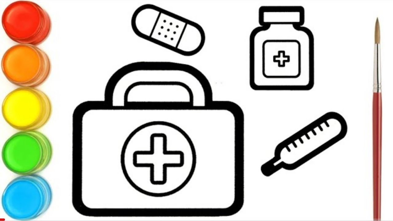 Drawing And Coloring First Aid Kit Toys-Step By Step - YouTube