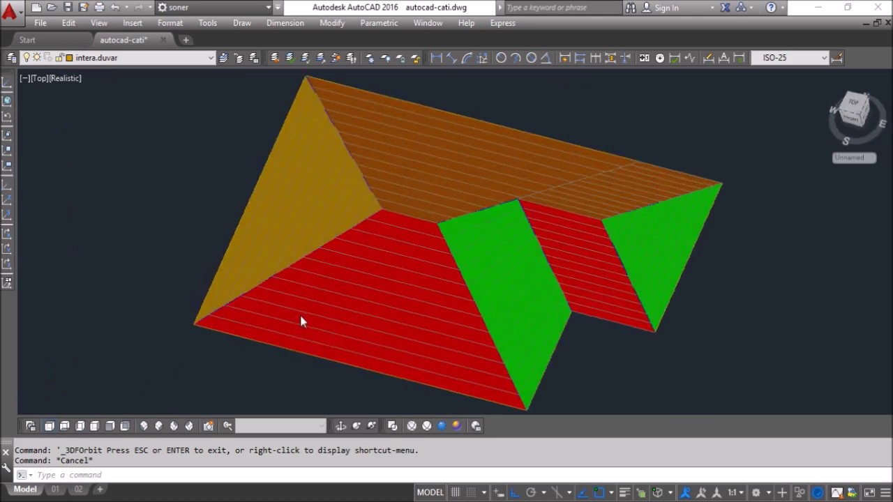 AutoCad Ders 21 Çatı Çizimi - EdgeSurf ve RuleSurf komutları ile Yüzey ...