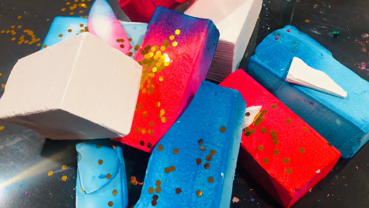 Dyed & Fresh Chalk Chunks #oddlysatisfying #sleepaid #relax # ...