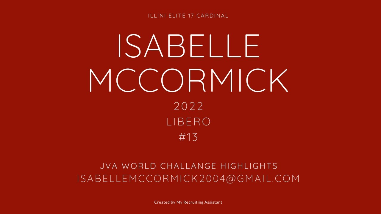 Isabelle McCormick, 2022 Libero, Illini Elite -- JVA World Challenge ...
