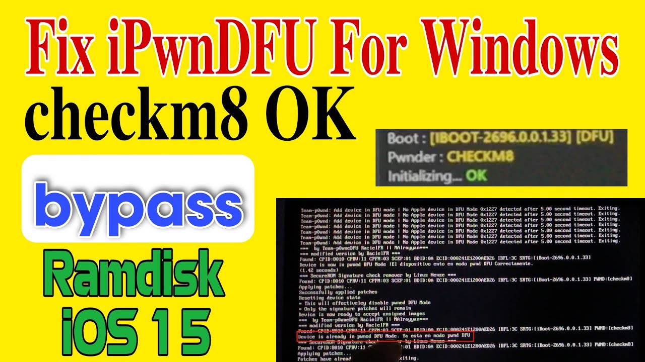 Fix iPwned DFU mode Direct for Windows | Ramdisk iOS 15 | Success ...
