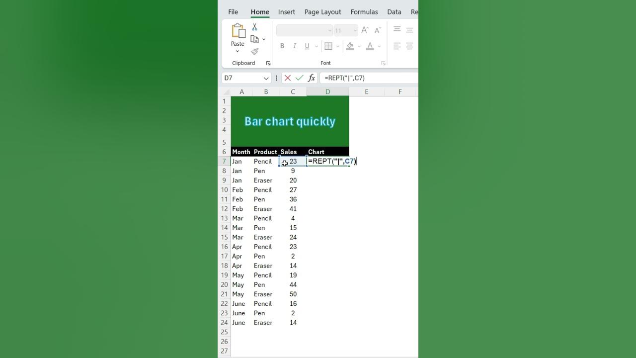Create Bar Chart in Cells #excel #exceltips #exceltricks #exceltutorial #exceltraining - YouTube