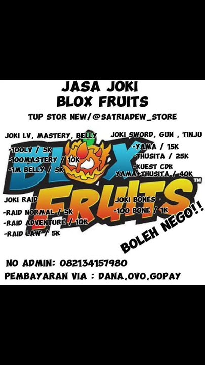 open jasa joki blox fruits yang mau joki cet wa admin #bloxfruits #jokidew_ #shorts #fyp - YouTube