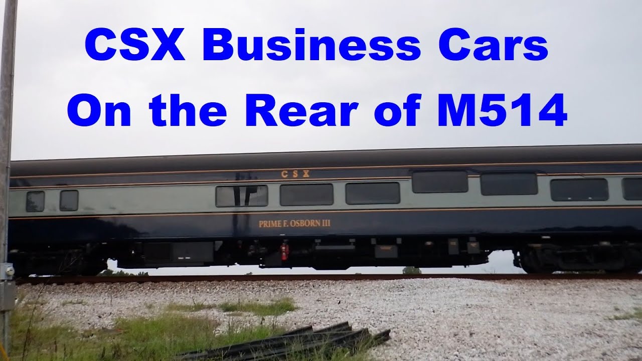 CSX Business Cars on Freight M514 - 562, 3300, 3322 & 3381 - YouTube