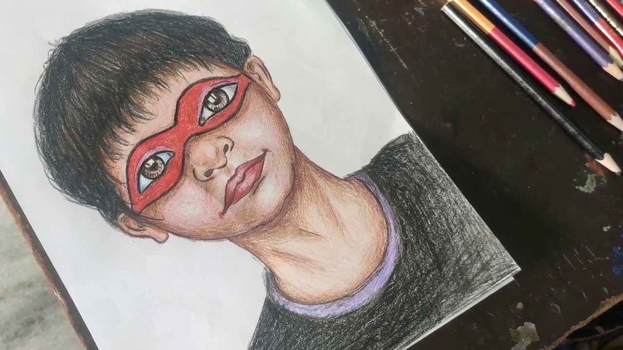 Drawing Bay step by step in colour pencil - YouTube