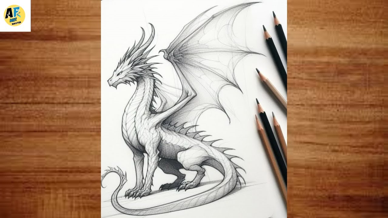 How To Draw Dragon|Dragon Sketch Full Body Realistic| Easy Pencil ...
