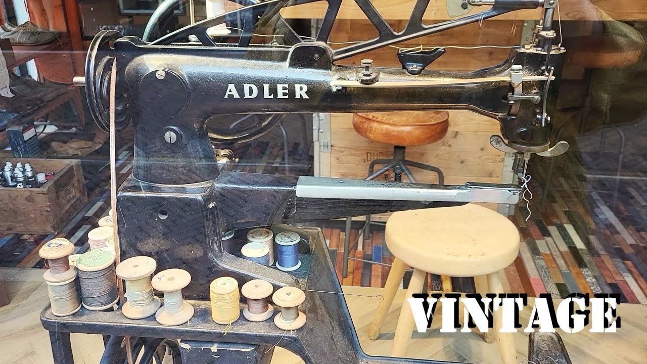 Old shoe workshop. Leather Sewing machines ADLER. Interesting antique ...