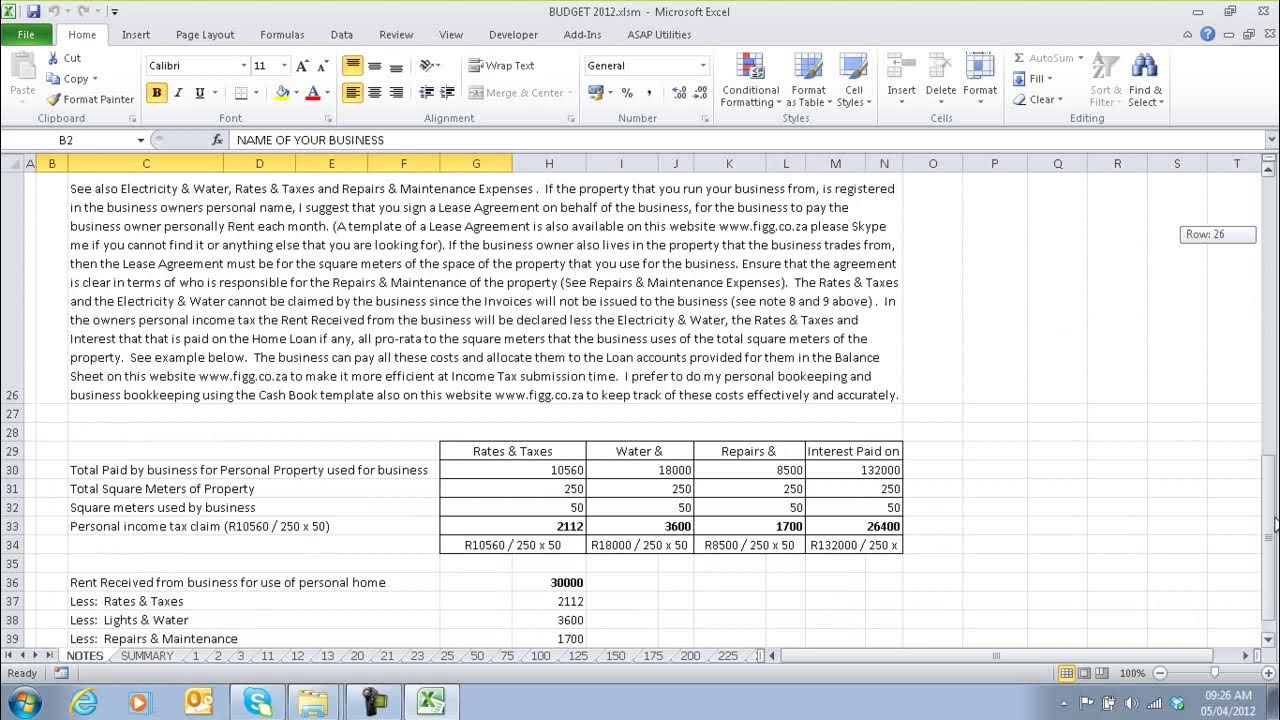 Excel Automated Templates - Tutorial budget - YouTube
