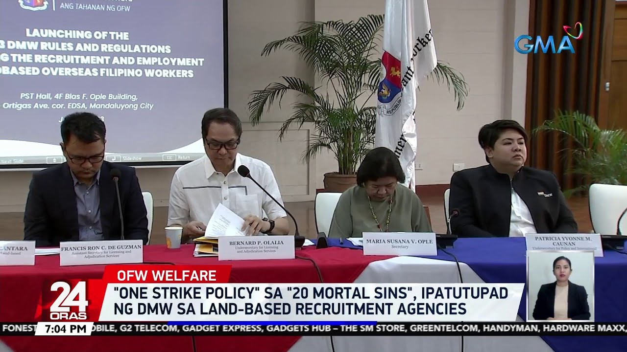 "One strike policy" sa "20 mortal sins", ipatutupad ng DMW sa land ...