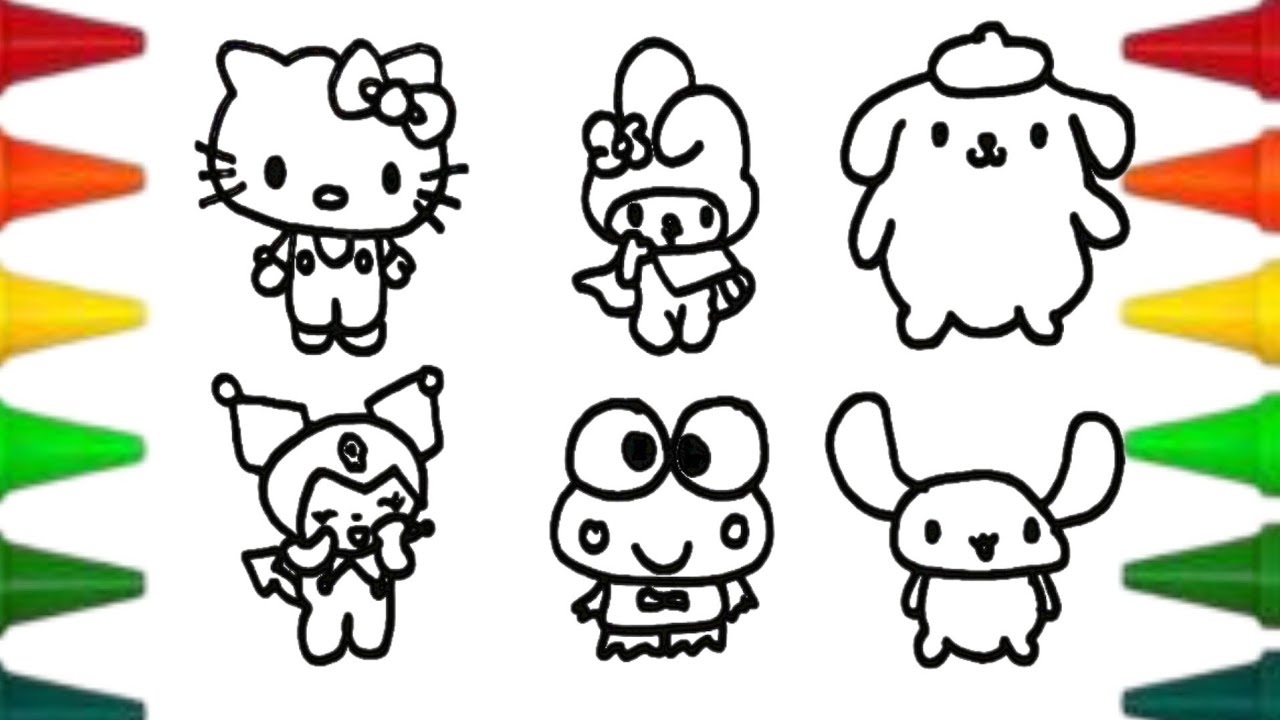 hello kitty and friends drawing and painting | how to draw hello kitty ...