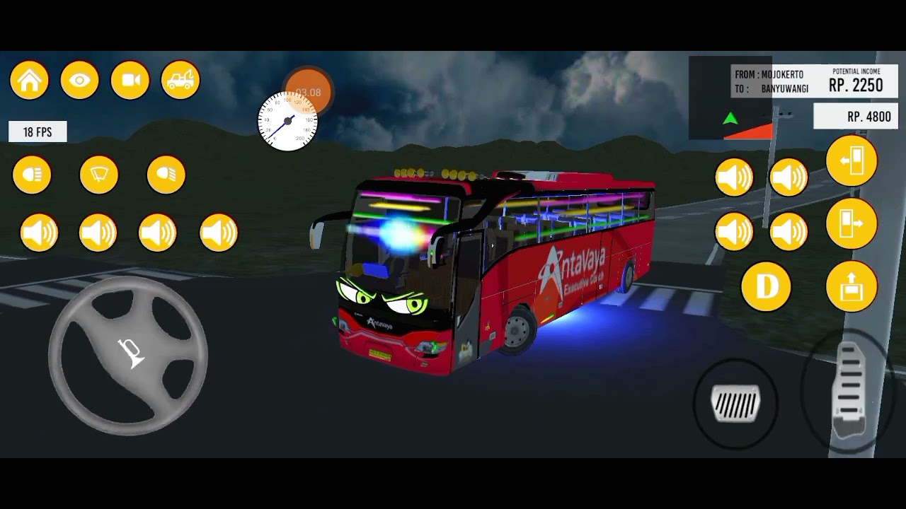 bus AntaVaya basuri LED Strobo mata Mojokerto Banyuwangi - YouTube